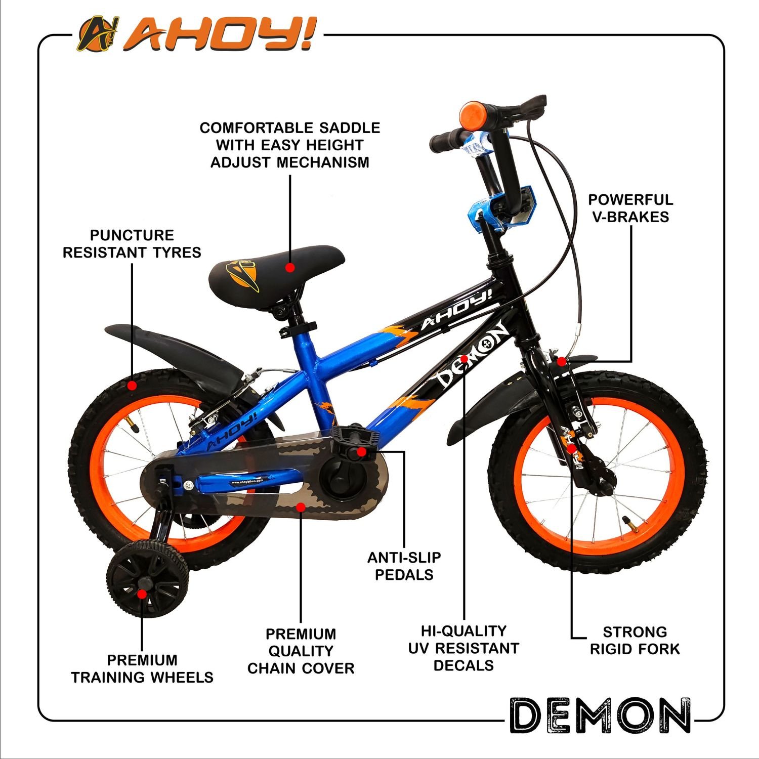 Demon kids bike single speed 14T | Buy blue bike non gear for boy